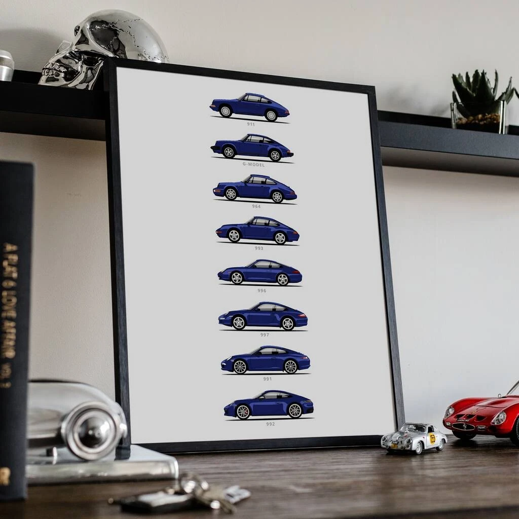 911 Evolution Car Poster Art Canvas Painting Wall Art Print Home Decor ...