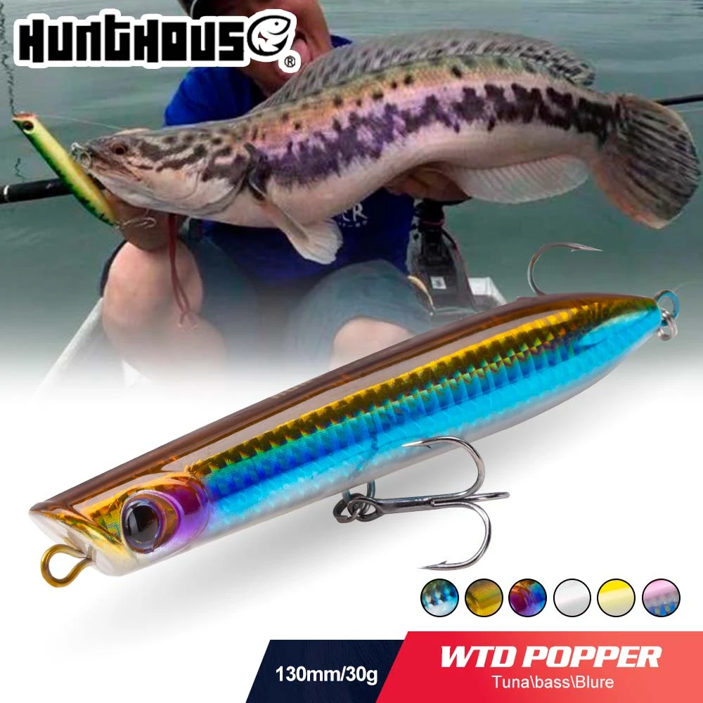 Hunthouse Floating Surface Popper Spinning Topwater Fishing Lure 130mm ...