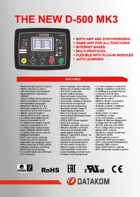 D500 Mk2 Diesel Generator Set Controller Original Datakom, 59% OFF