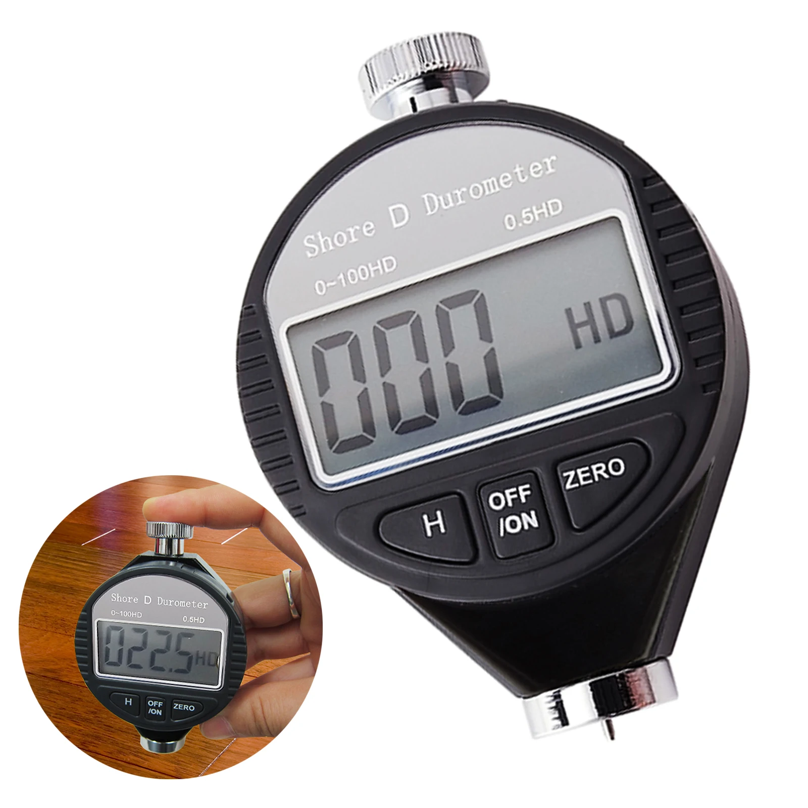 Shore D Hardness Tester Portable Durometer 0-100 HD Scale Hold Function ...