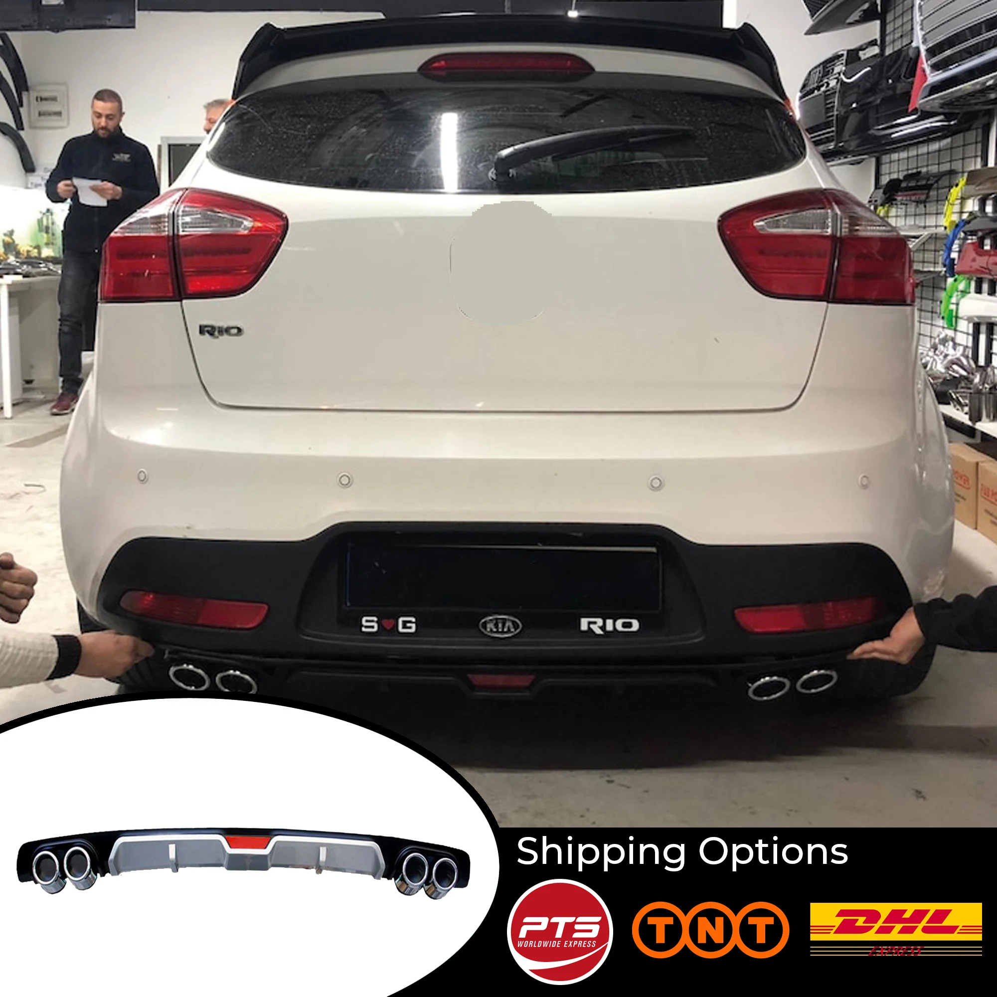 Difusor trasero para Kia Rio, Kit de carrocería, alerón, parachoques ...