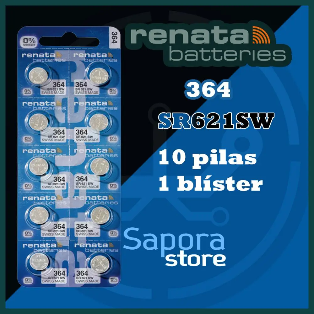 Renata 364 x10 SR621SW 621SW EQUIVALENCIAS 364 V364 D 364 T 280 34 SB ...