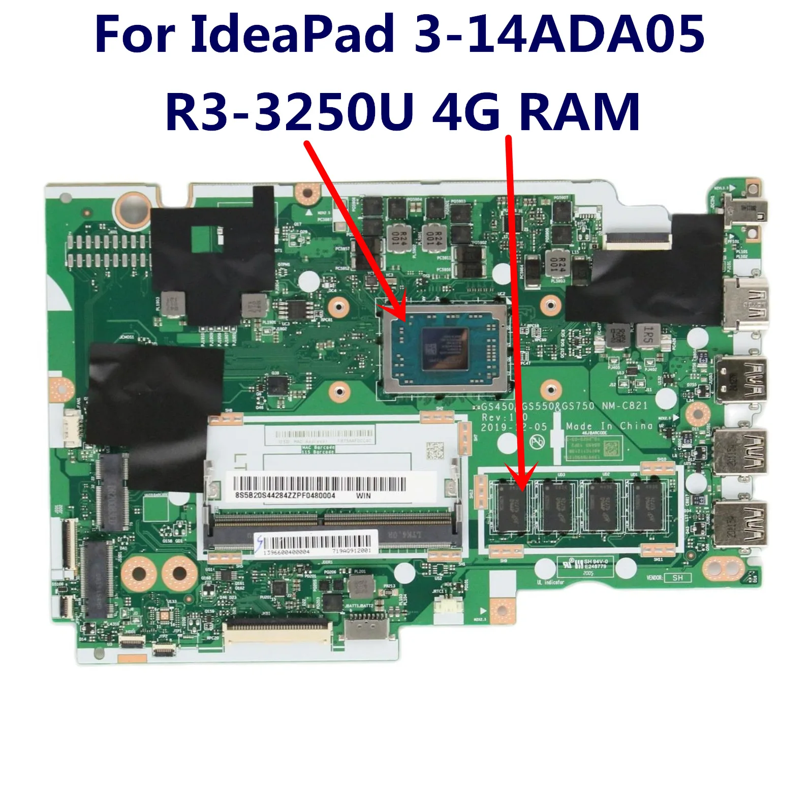Refurbished-R3-3250U-CPU-4G-RAM-For-Lenovo-IdeaPad-3-14ADA05-Laptop ...