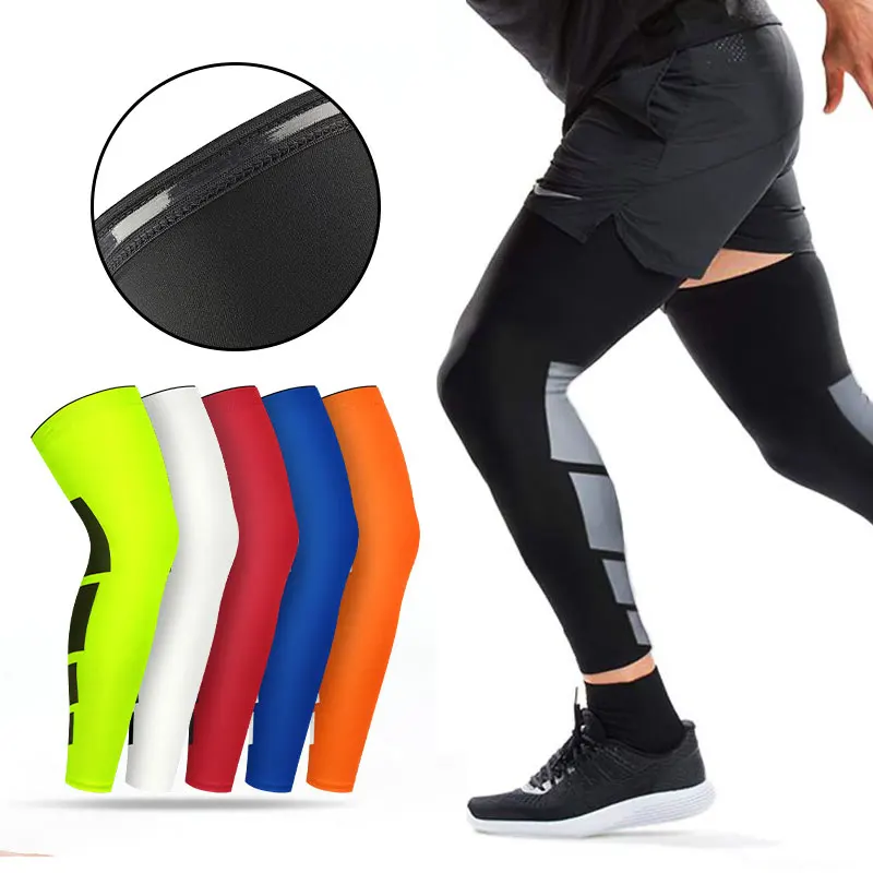 Full-Length-Compression-Long-Leg-Sleeves-Knee-Pads-Support-Calf-Elastic ...