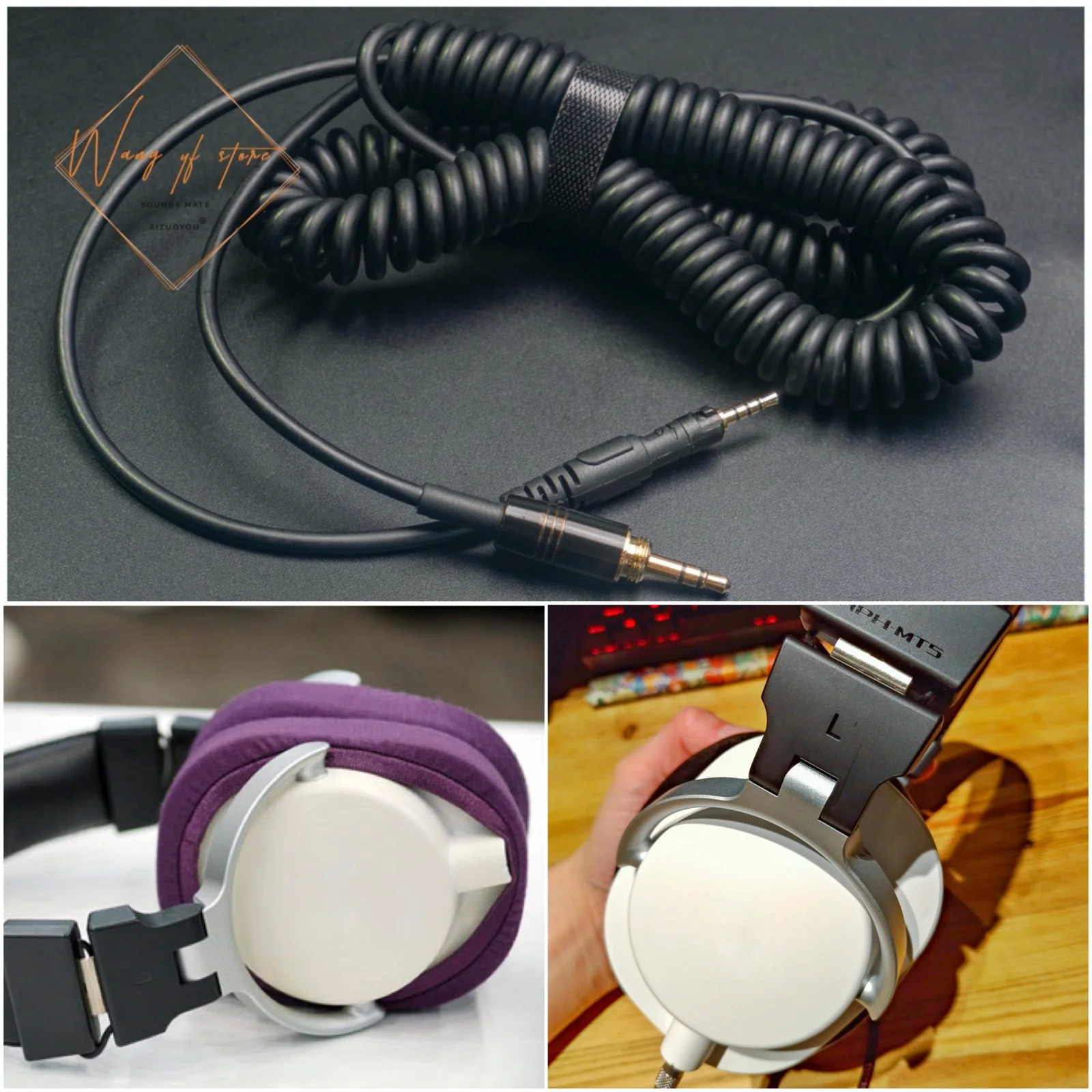 300cm-Coiled-Spring-Audio-Cable-For-Yamaha-HPH-MT5-HPH-MT5W-HPH-MT8-For ...