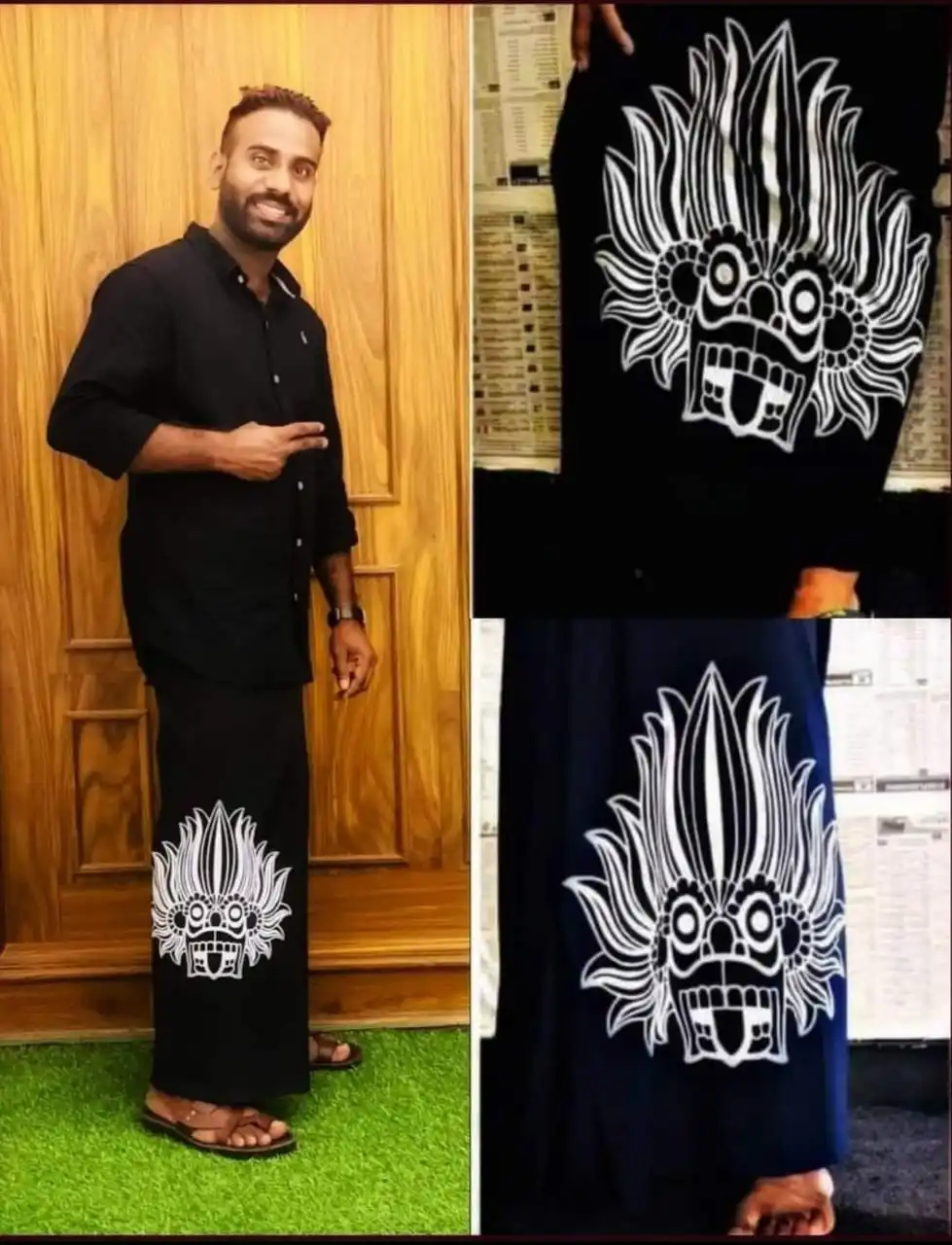 Sri Lankan Yaka Devil Printed Batik Lungi Sarong Clothing 100% Cotton ...