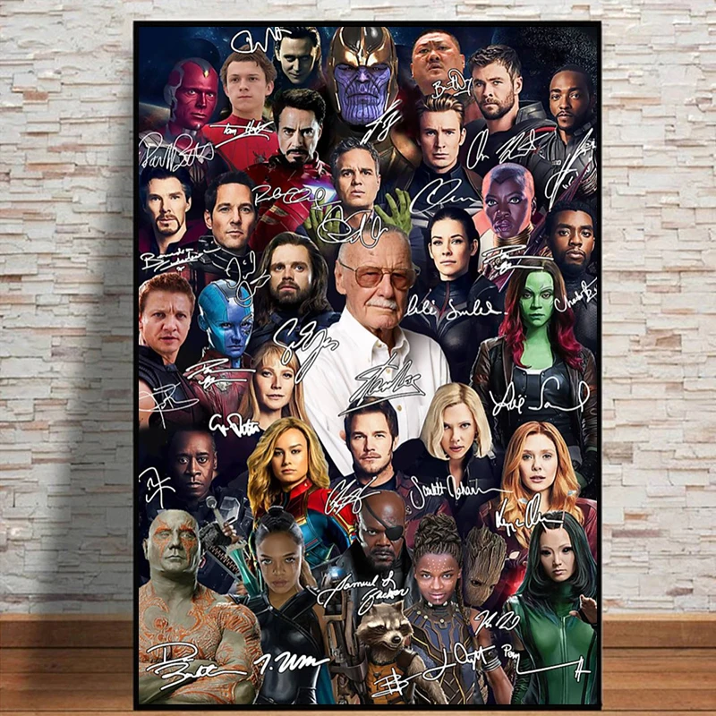 Marvel-Avengers-Signatures-Poster-Prints-For-Living-Room-Disney ...