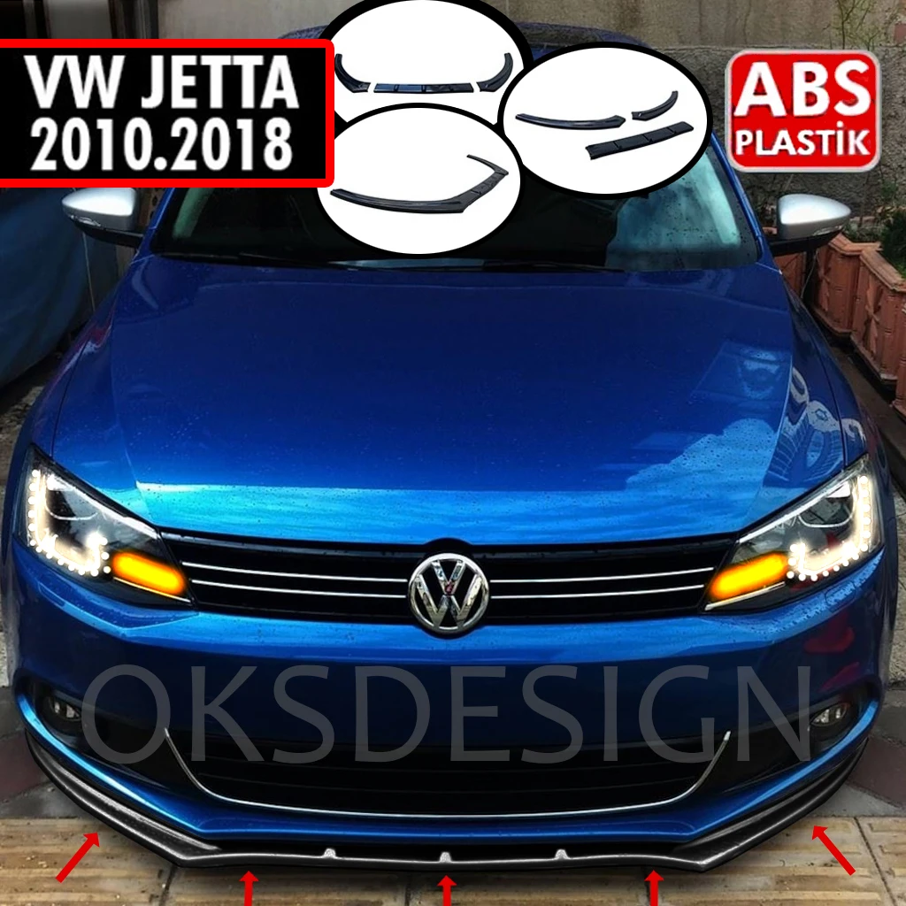 ForVolkswagen-VW-Jetta-MK6-2010-2018-Car-Front-Bumper-Lip-3-Piece-Black ...