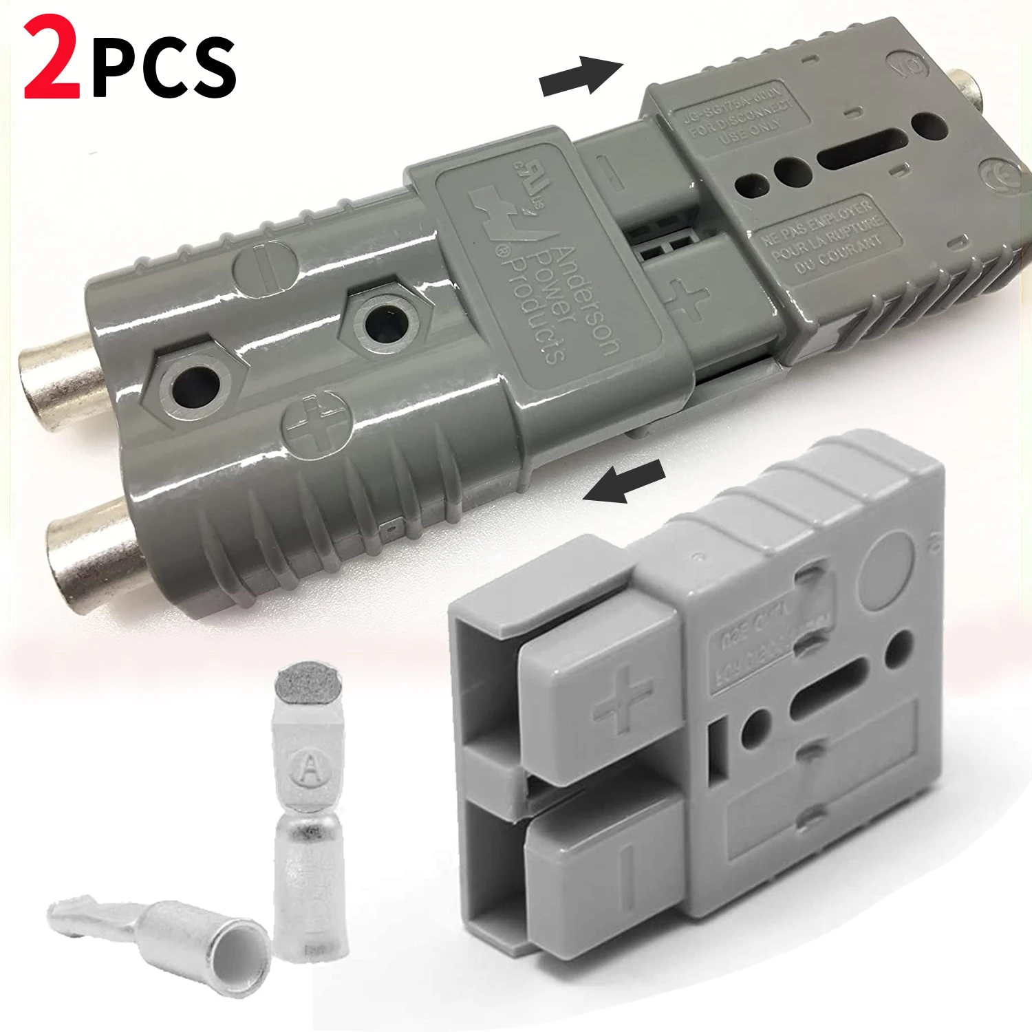 2pcs 600v 50a Copper Silver Battery Quick Connector Kit Connect Plug ...