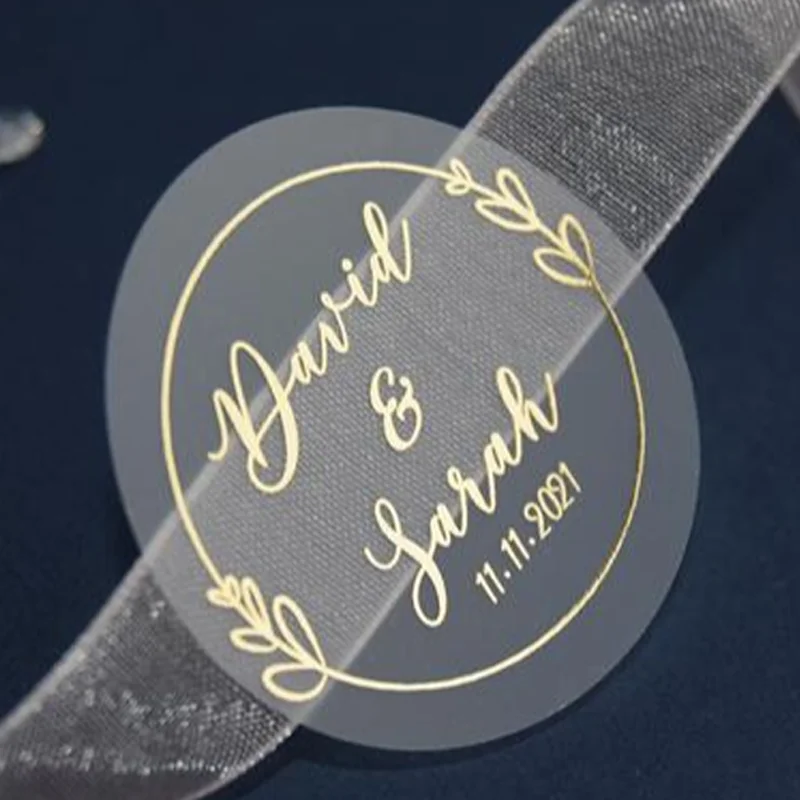 100pcs Gold Foil Custom Sticker And Customized Logo/wedding Stickers ...