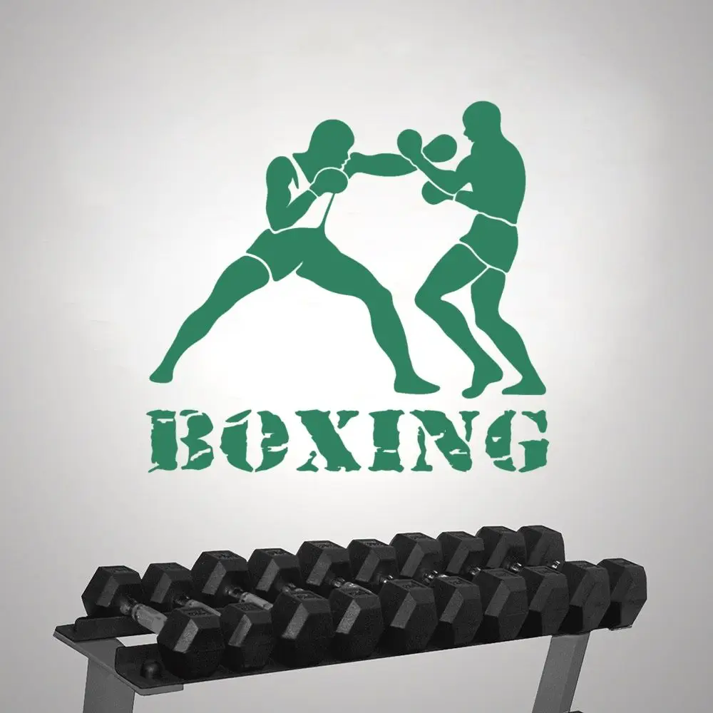 Boxers Sparring Fight Silhouette Wall Decal Sports Sticker Boxing Gym ...