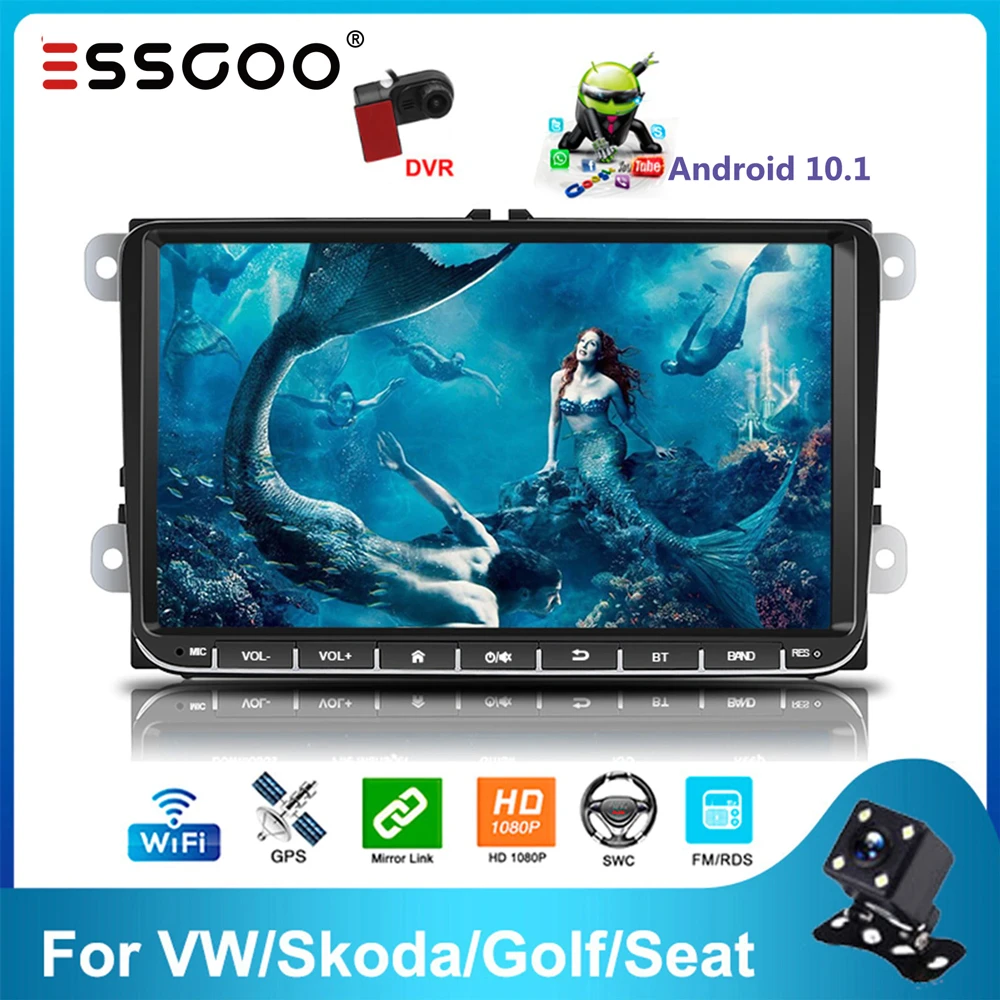 Essgoo 2 Din Android Car Radio 9 Inch Carplay Rds Am Fm Bluetooth Wifi ...