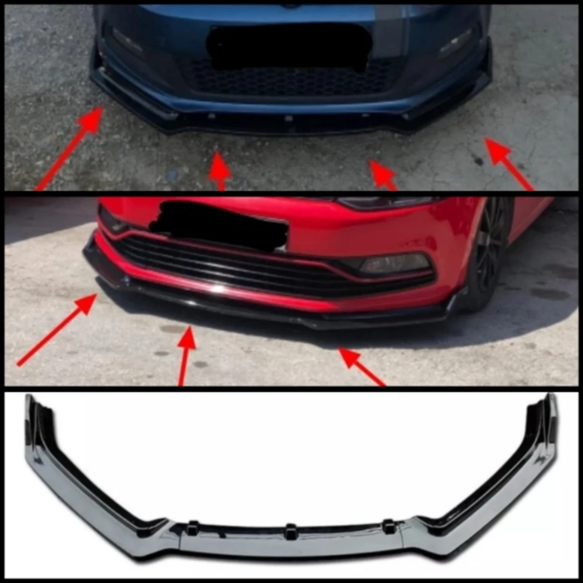 3 Pcs Front Bumper Lip For Polo 6R 6C Body Kit Car Accessories Spoiler ...