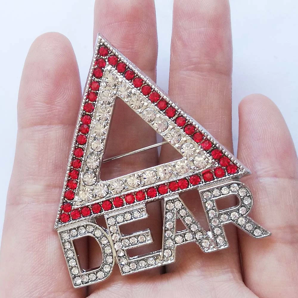 Greek Sorority Red Rhinestones Delta Dear Brooch Pin - Brooches ...