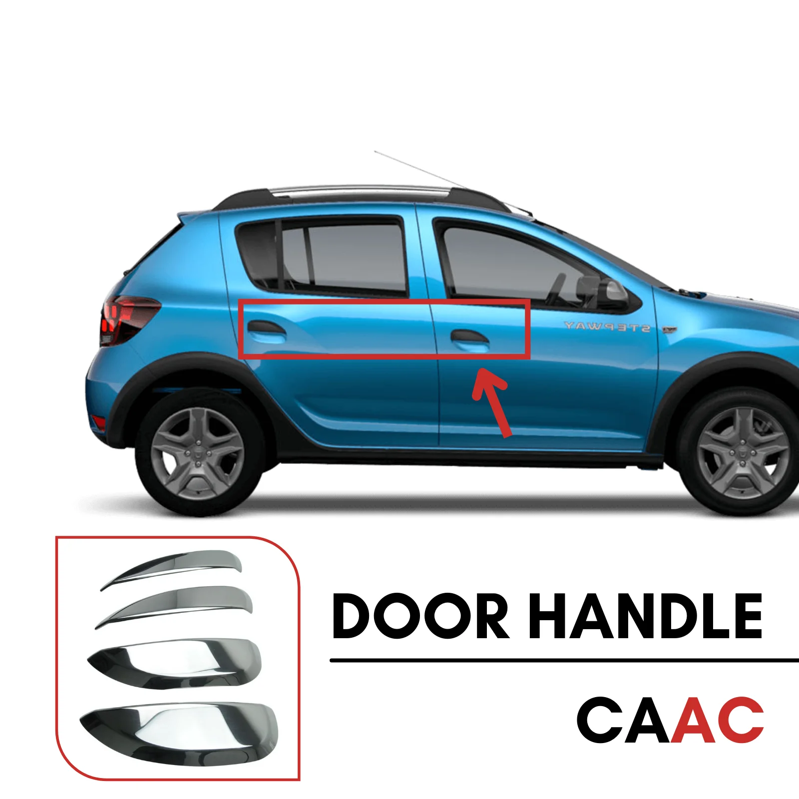 FOR-DACIA-SANDERO-2-STEPWAY-HB-2012-2020-4-PIECE-CHROME-DOOR-HANDLE ...