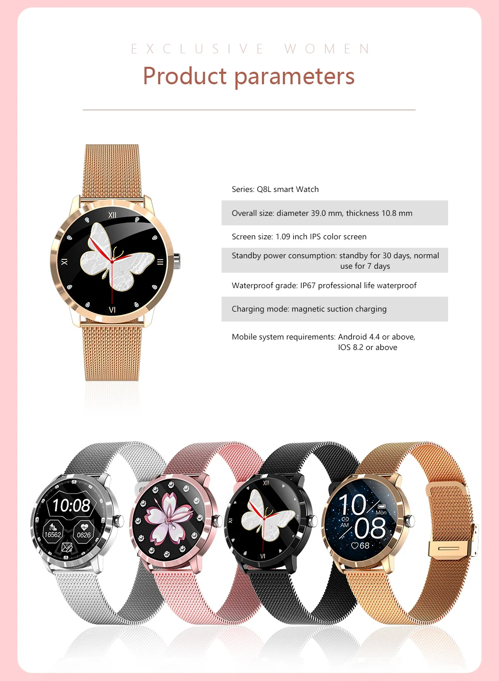 Rundoing Q8 Upgraded Version Q8l Smart Watch Full Touch Screen ...