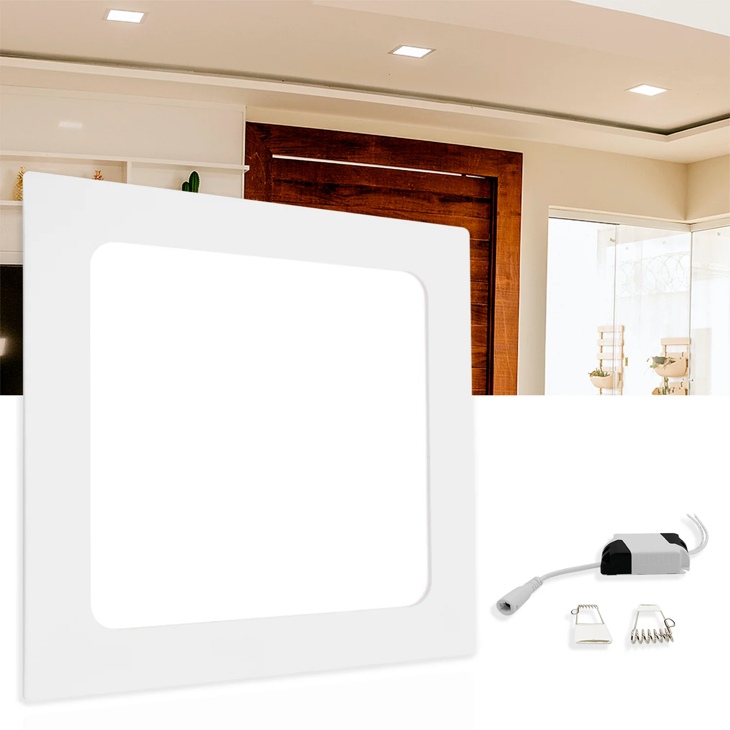 Painel Plafon Led 12w Embutir Quadrado Luminária Cor De Luz Branco Frio ...