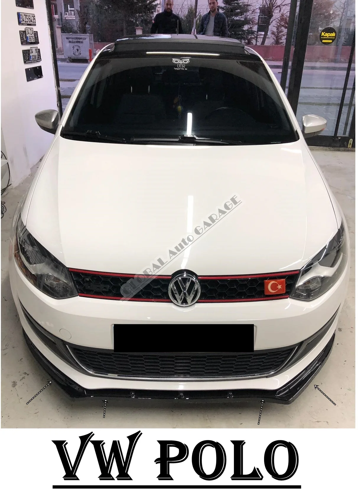 For VOLKSWAGEN POLO Front Bumper Attachment Lip 2009-2020 Piano Glossy ...