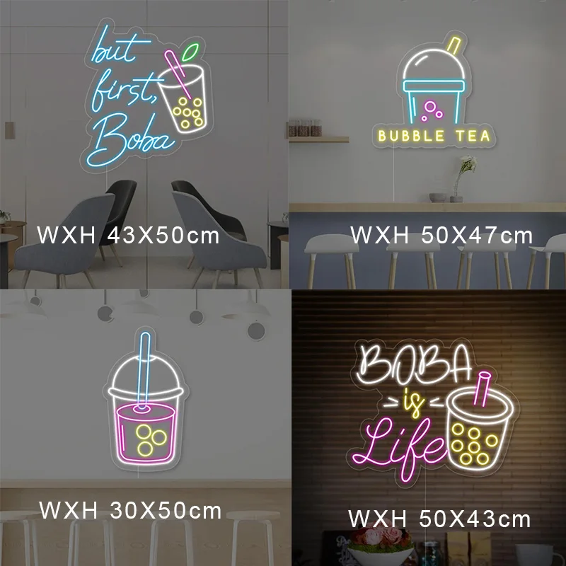 Letrero-de-ne-n-led-personalizado-pero-First-Bubble-Tea-shop-letrero-de ...