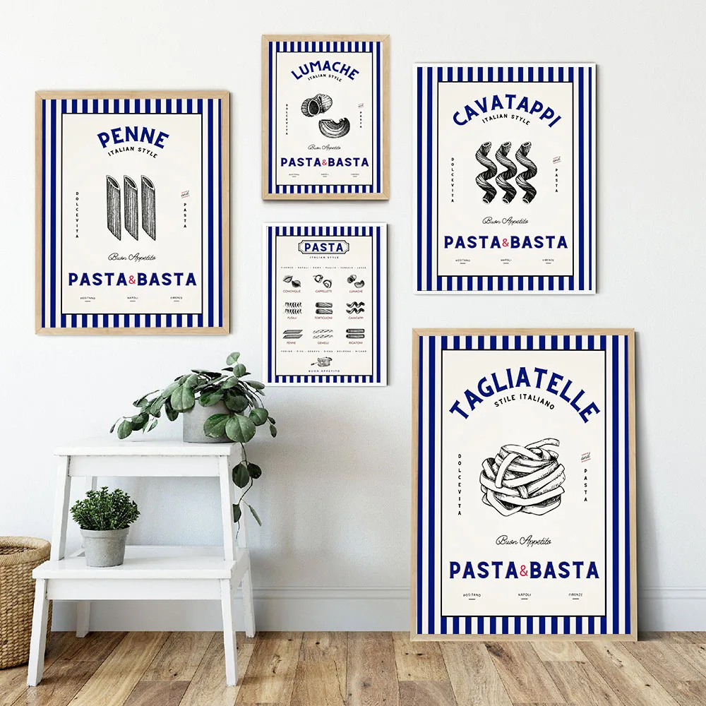 Vintage Italian Food Poster Macaroni Spaghetti Canvas Painting Wall Art ...