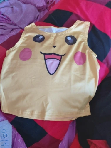 Anime Pokemon Pikachu Print Sleeveless Crop Top - KawaiiMerch.com