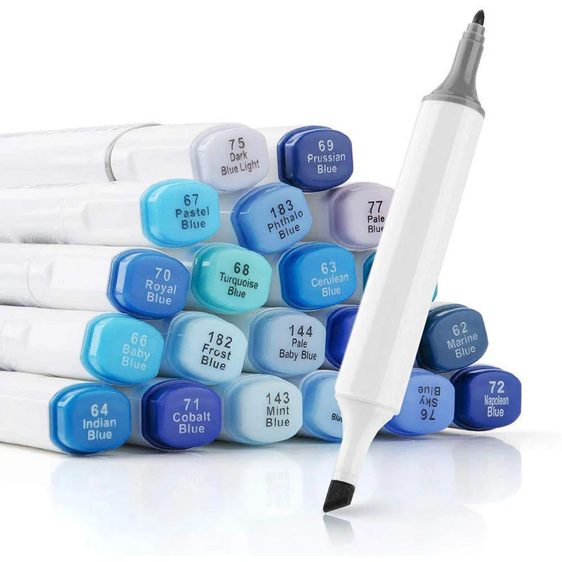 20Colors-Alcohol-Marker-Pens-Sky-Blue-Series-Color-Blendable-Dual-Tips ...