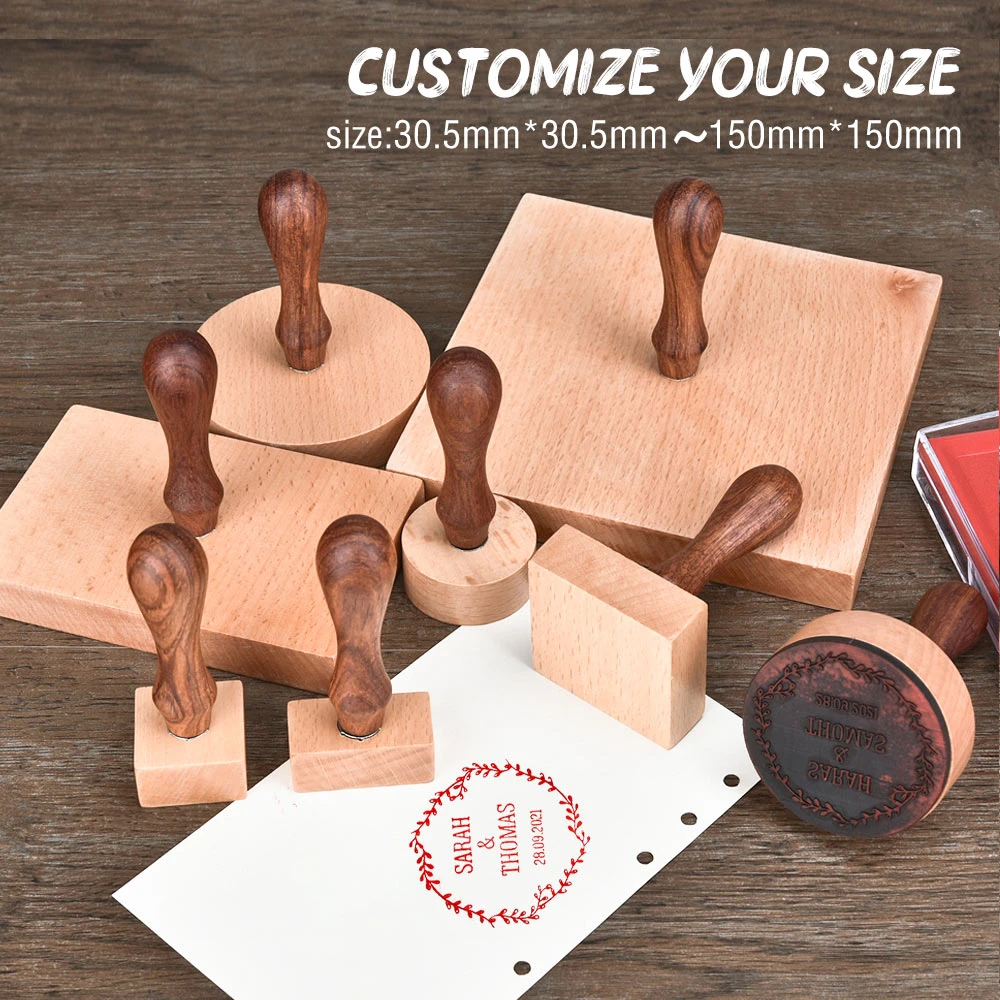 Custom Wooden Seal Stamp Large Handmade Wood Letter Stamp Logo For ...