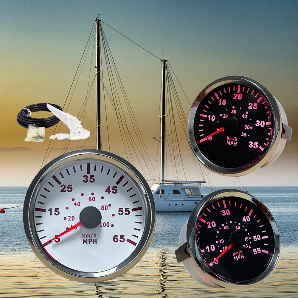 Waterproof Boat Yacht Pneumatic Speedometer 35/55/65MPH 55/90/100km/h ...