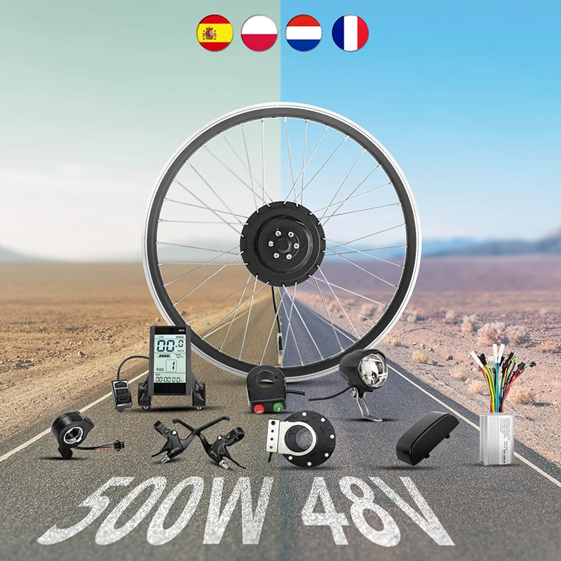 Front Rear Motor Wheel 36v 48v 500w Ebike Kit Electric Bike Wheel ...