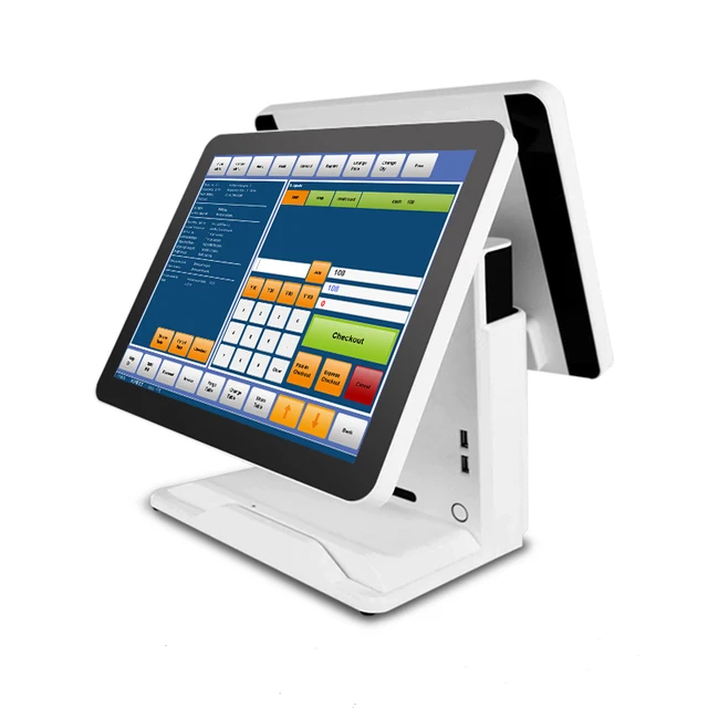 Free shipping 15+15” capacitive touch screen Cash Register dual screen ...