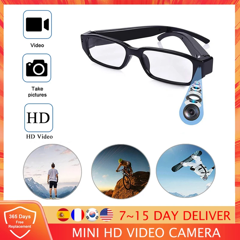 HD MINI Glasses Camera Sports Real-Time Monitor Eyeglass Cameras Audio ...