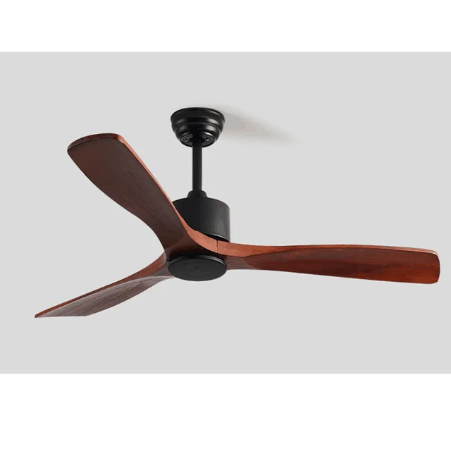 Vintage Wooden Ceiling Fan Without Lights 42 inch Wood Fans Loft Remote ...