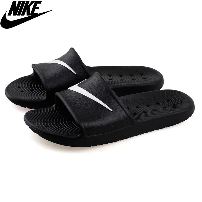 Original Nike Men 's Slippers Rock Shower 832528-001 Nike Black Male ...