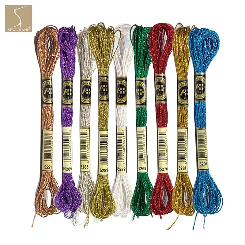 Metallic-Gold-Embroidery-Floss-Pack-Multicolour-Cross-Stitch-Thread-12 ...
