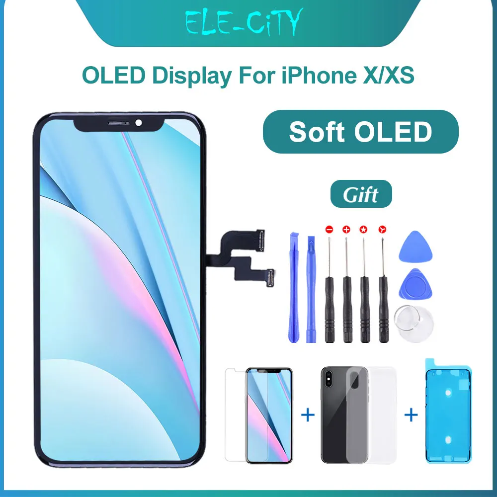 아이폰 X XS 디스플레이 용 소프트 OLED 3D 터치 스크린 디지타이저 어셈블리, 교체 지원 트루 톤 기능 무료 선물 보내기|휴대폰 LCD| - AliExpress