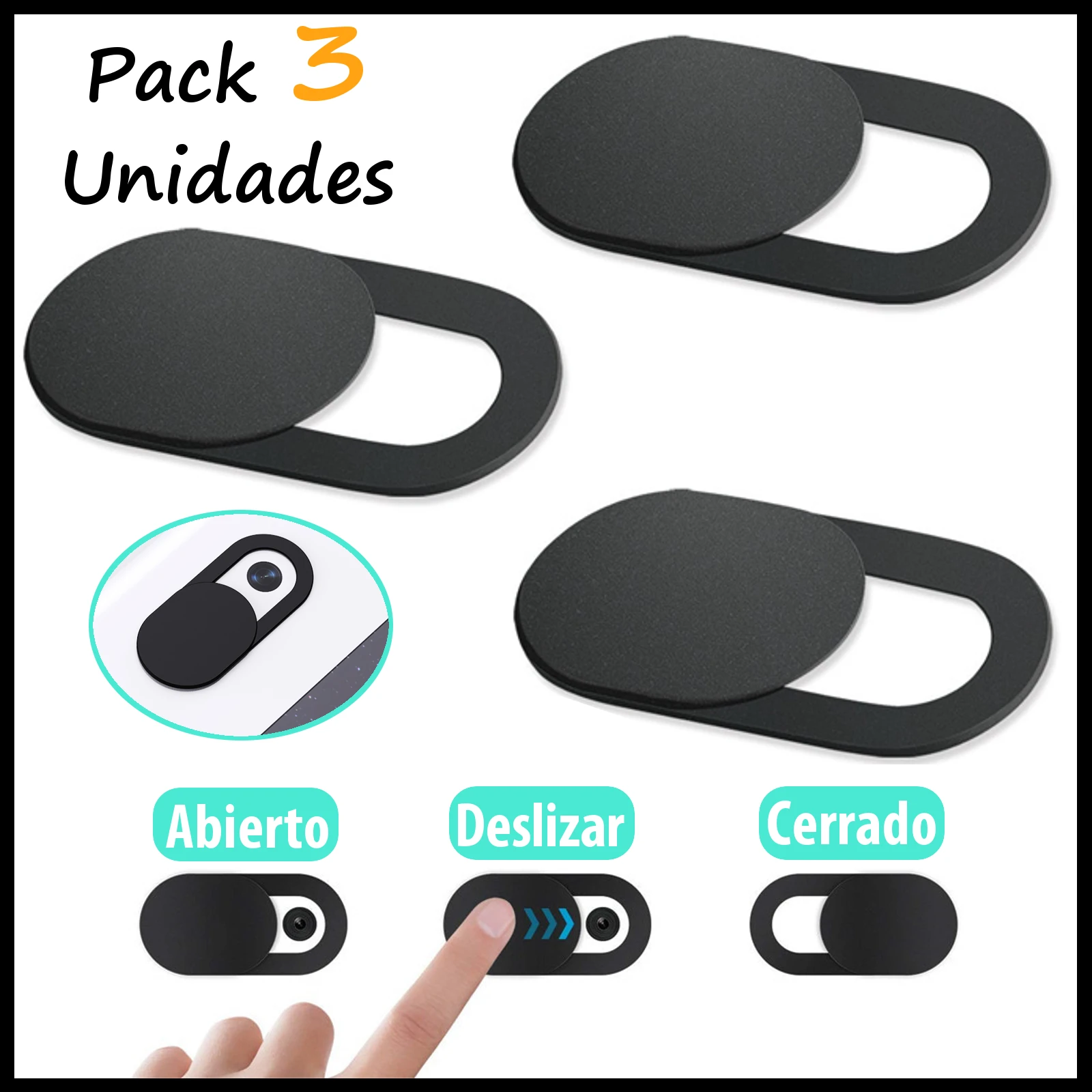 3x-Flip-WebCam-Slider-Privacy-Camera-Cover-Portable-Phone-Black-Cover ...