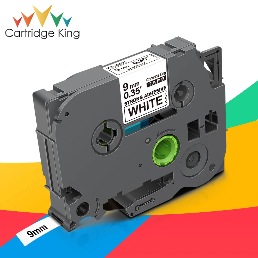 Strong-Adhesive-tze-S221-Compatible-Brother-Label-Tape-9mm-Black-on ...