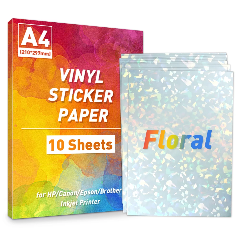 Printable-Vinyl-Paper-Sticker-A4-Sheet-Transparent-Paper-Label-Floral ...