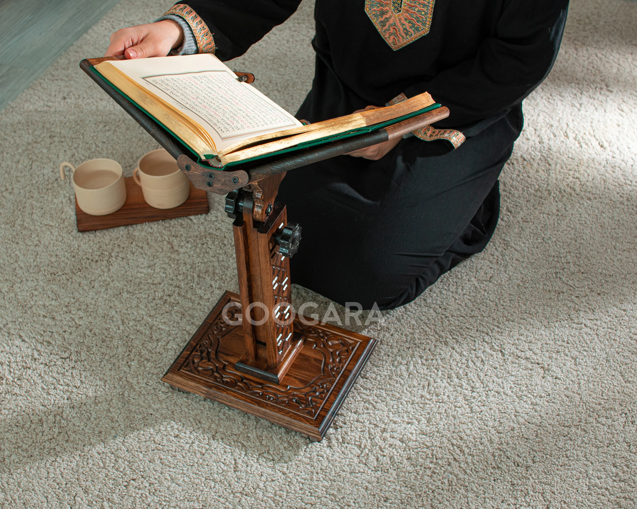 Height-Adjustable-Carved-Wooden-Quran-Bible-Holder-Portable-Book ...