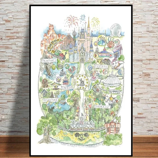 Mapa Do Reino Magico Do Mundo Walt Disney