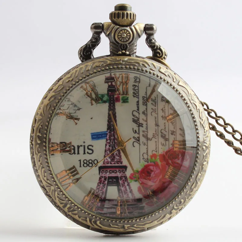 Steampunk Retro Quartz Pocket Watches Famous Architectural Pattern Special Design Theme Pocket ...