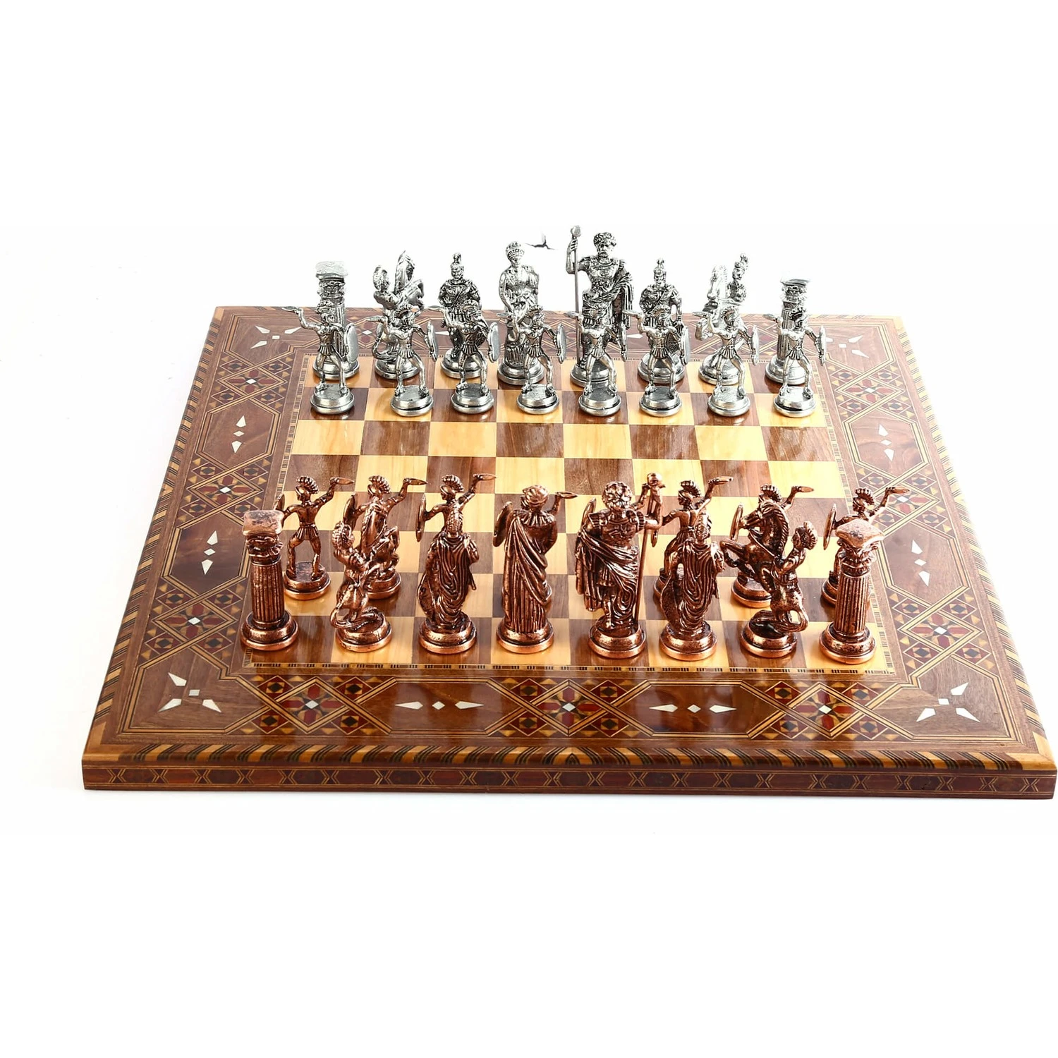 Large Size Metal Roman Chess Set Antique and Handmade Solid Wood Chess ...
