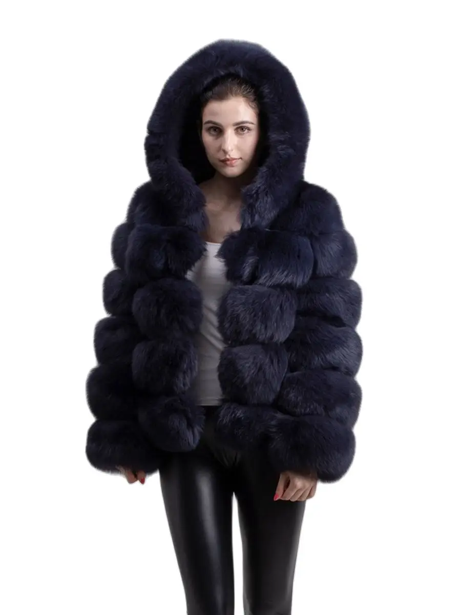 Qiuchen pj8143 nova chegada real casaco de pele de raposa mangas compridas moda roupa de pele de ...