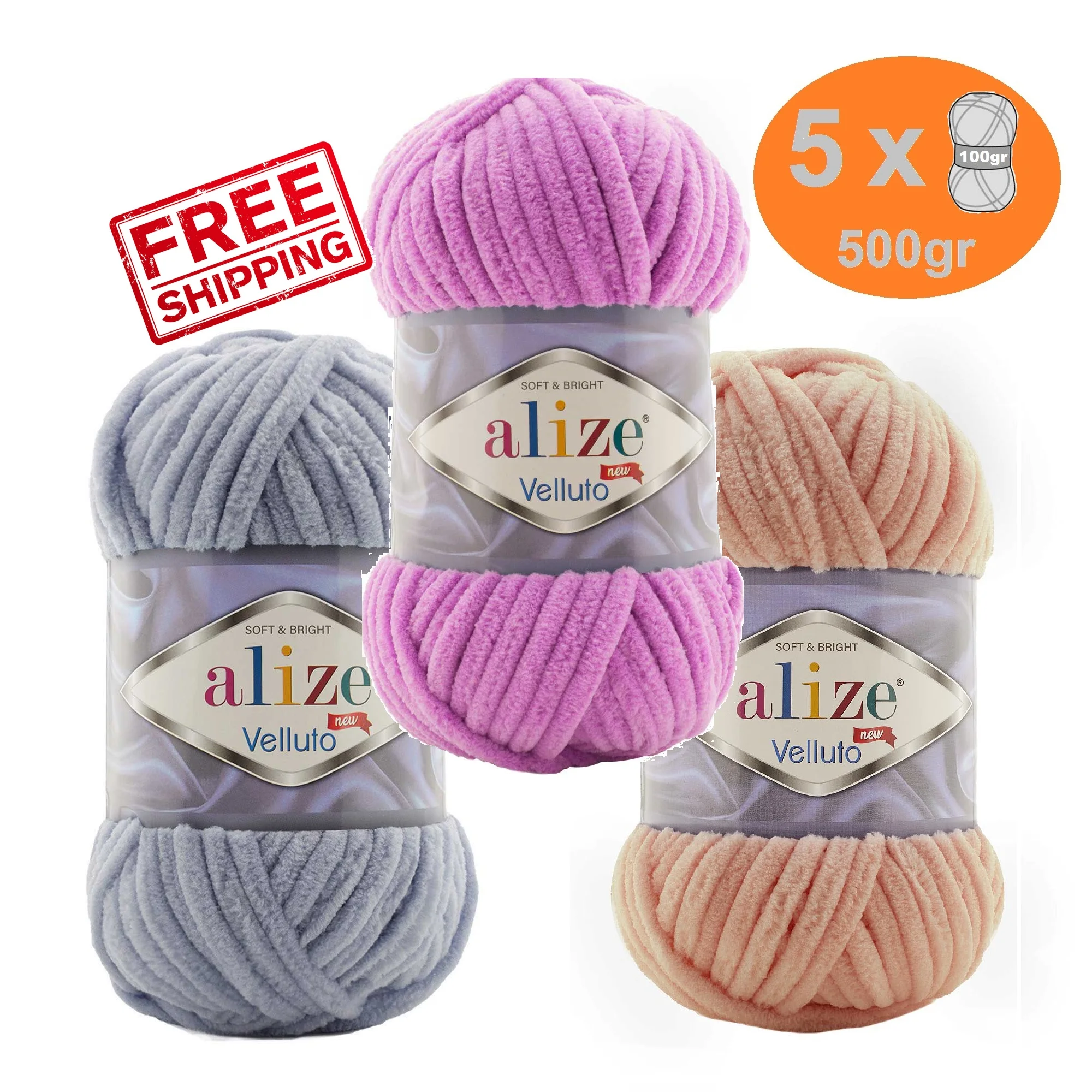 Alize-Velluto-Yarn-5x100gr-68mt-Hand-Knitting-Crochet-Velvet-Thread ...