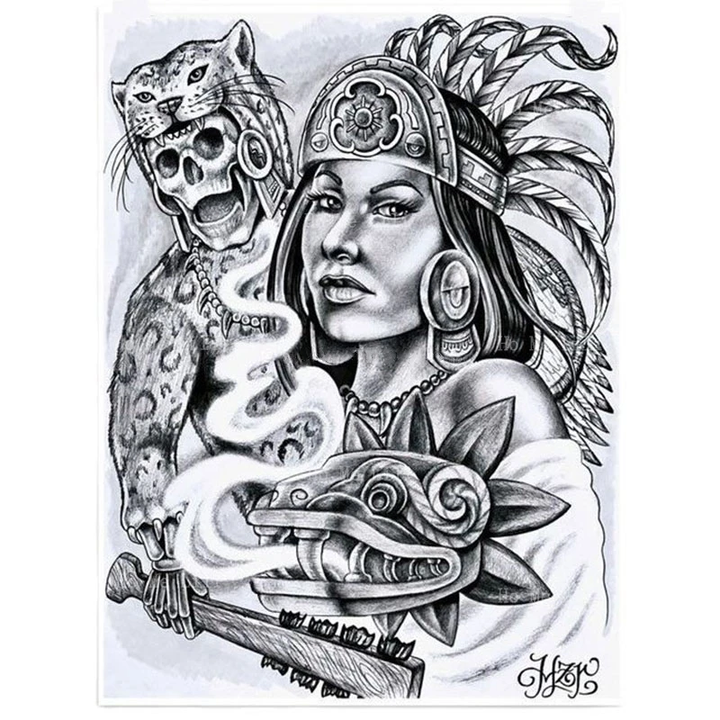 Aztec Warrior And Princess Drawings