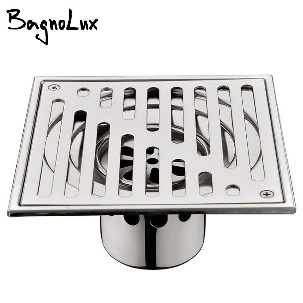 Bangnolux SUS 304 Stainless Steel Square Shower Grate Waste Tile Insert ...