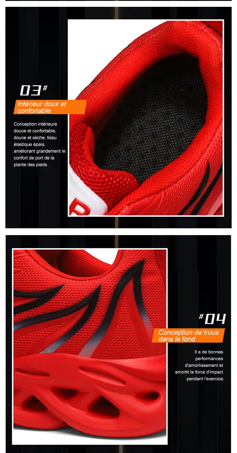 Baskets Running - ECELEN - Homme - Maille respirante légère - Rouge ...