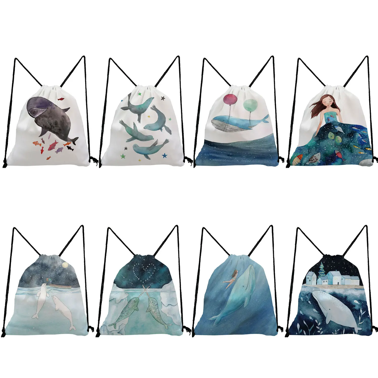 Fresh-Painting-Lovely-Whale-Sea-Series-Women-s-Backpack-Large-Capacity ...
