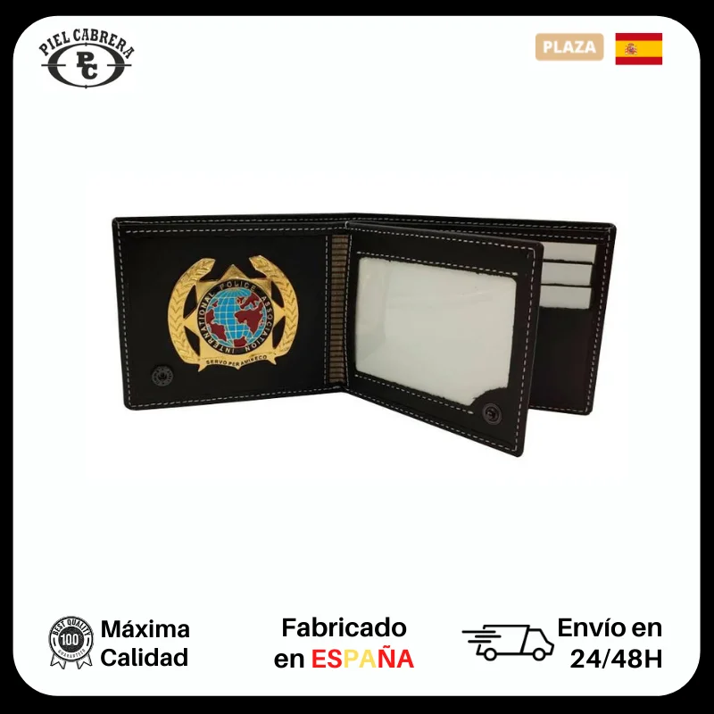 IPA Police plate holder wallet, made of premium Ubrique leather, safety ...