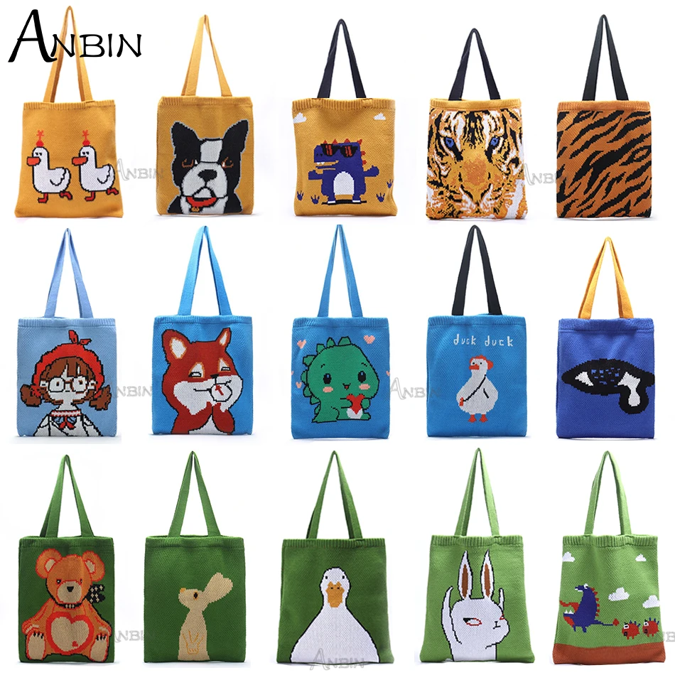 Women Knitting Shoulder Bags Cute Duck Ladies Cartoons Handbag Casual ...